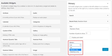 Show Hide Widgets Based On Devices Wp Missing