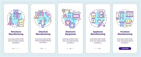 Production Sub Sectors Onboarding Mobile App Screen Manufacturing
