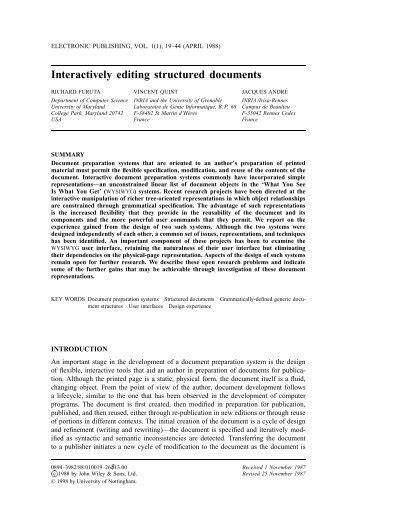 Interactively Editing Structured Documents