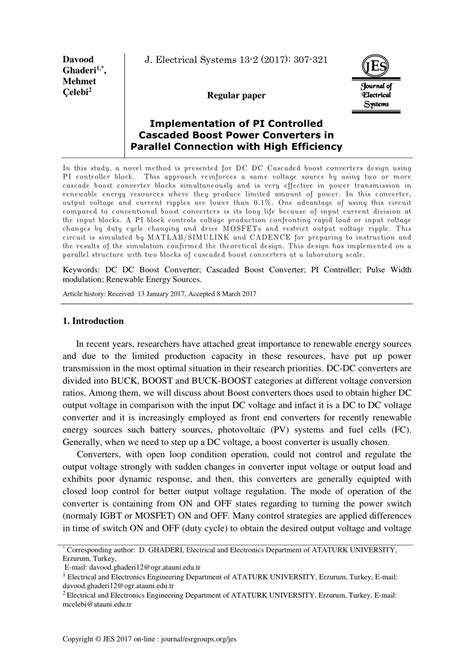 Pdf Implementation Of Pi Controlled Cascaded Boost Power Converters