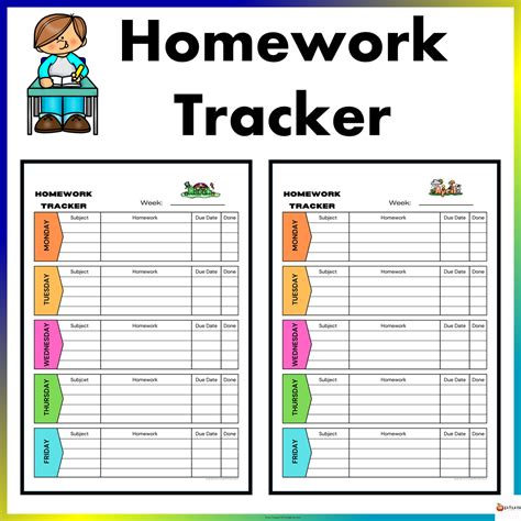 Homework Tracker Assignment Tracker Editable Artofit