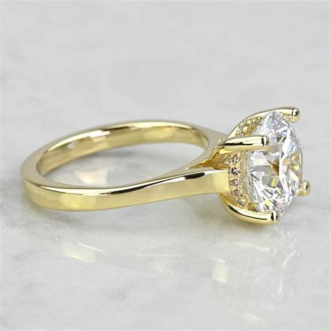 Custom 3 Carat Lab Grown Round Diamond Hidden Halo Engagement Ring