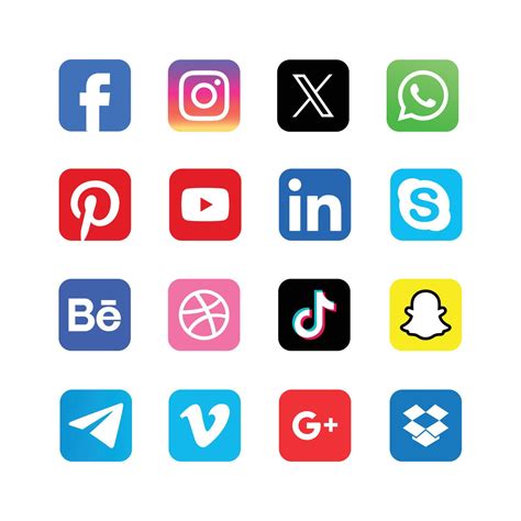 Set Of Popular Social Media Icons Including Facebook Instagram X