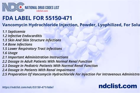 Fda Label For Vancomycin Hydrochloride Injection Powder Lyophilized