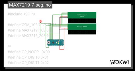 Max7219 7 Seg Spi 2disp Wokwi Esp32 Stm32 Arduino Simulator