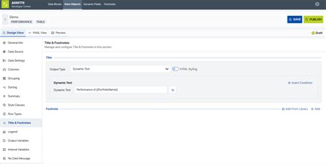 Title And Footnotes Tab Assette Support