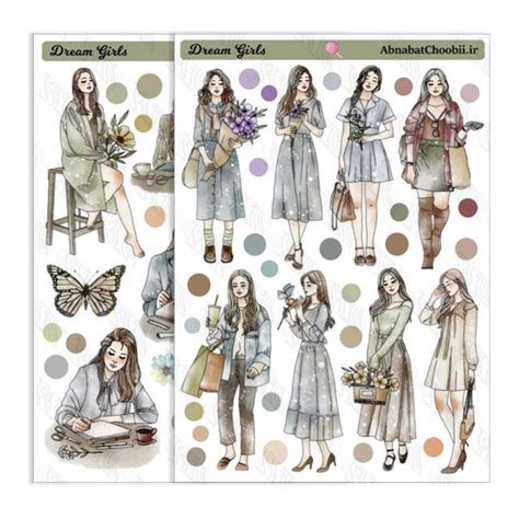 استیکر دختر طرح دختر رویایی ژورنال آبنبات چوبی