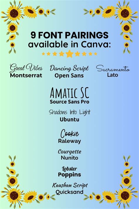 Free Fonts Pairing Existing In Canva Script Font And Sans Serif Font In Font Pairing