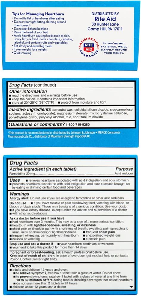Rite Aid Acid Reducer Maximum Strength Famotidine Tablets 20mg 170