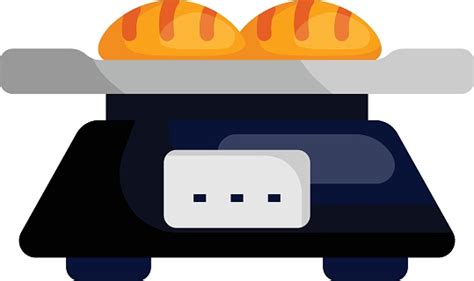 원시 반죽 무게 개념 측정 주방 디지털 그램 및 온스 스케일 벡터 아이콘 디자인 베이커리 및 구운 식품 기호 요리 및 주방 교육 기호 레시피 개발 스톡 일러스트레이션 건강한