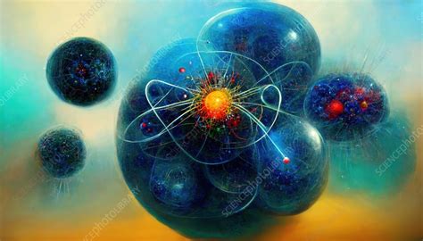 Subatomic Particles And Atoms Conceptual Illustration Stock Image C056 4144 Science Photo