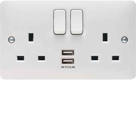Hager WPSS82BKOW USB Socket DP Twin USB
