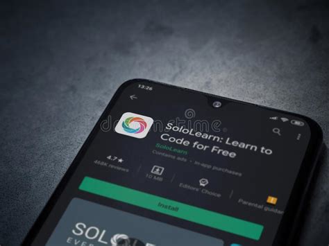 Sololearn Learning Coding App Play Store Page On The Display Of A
