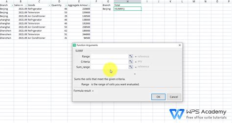 The Sumif Function In Excel Wps Office Academy