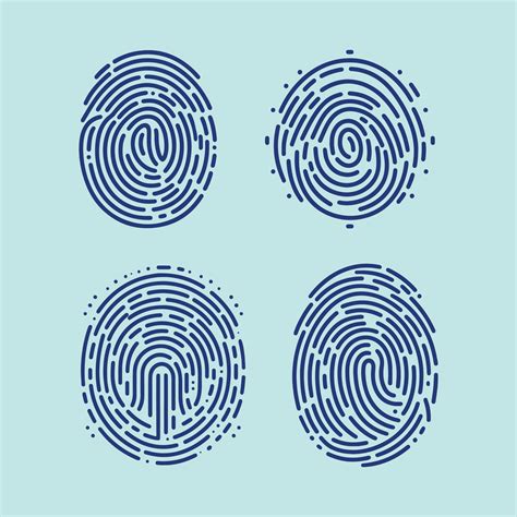 User Finger Scan Icon Set Fingerprint Touch Biometric Id Symbol Modern Account Thumbprint