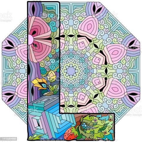 문자 L 모노그램 만다라에 조각 디자인 벡터 일러스트레이션 만다라에 대한 스톡 벡터 아트 및 기타 이미지 만다라 알파벳 L 개념 Istock