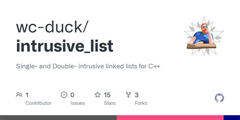 Github Wc Duckintrusivelist Single And Double Intrusive Linked Lists For C