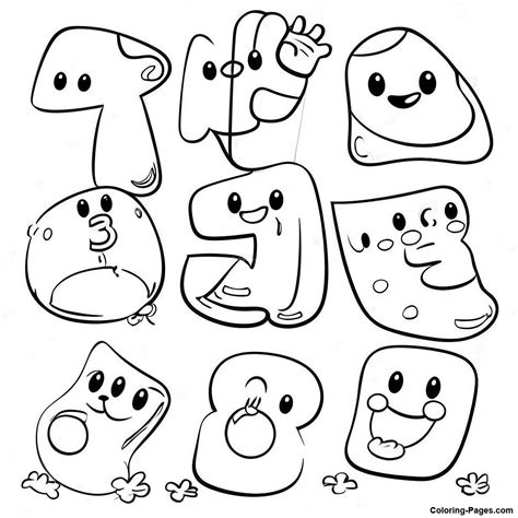 Funny Cartoon Numbers Coloring Page Coloring Page Free Printable Pdf