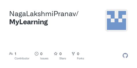 Github Nagalakshmipranav Mylearning