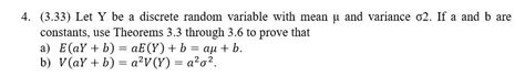 Solved Let Y Be A Discrete Random Variable With Chegg