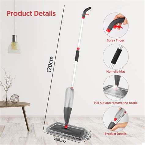 Microfiber Floor Mop With 3 Washable Pads 360° Spin