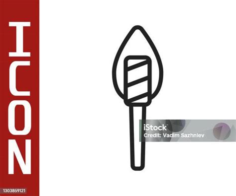 흰색 배경에 격리 된 검은 줄 토치 불꽃 아이콘 기호 는 뜨거운 화염 힘 불타는 열 벡터 경쟁에 대한 스톡 벡터 아트 및 기타