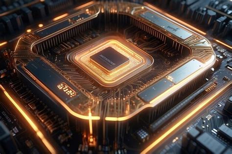 Premium AI Image Futuristic HighTech Motherboard CPU Processor Microchip Artificial