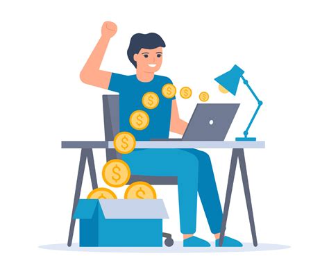 éxito Financiero En El Trabajo En Línea Obteniendo Dinero En La