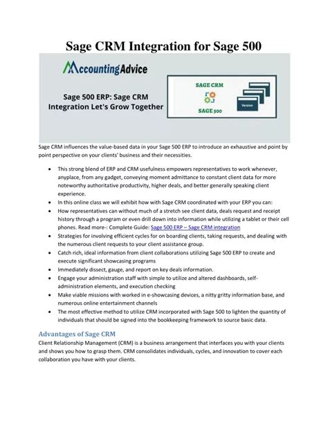 PPT Complete Guide Sage 500 ERP Sage CRM Integration PowerPoint Presentation ID 11550854