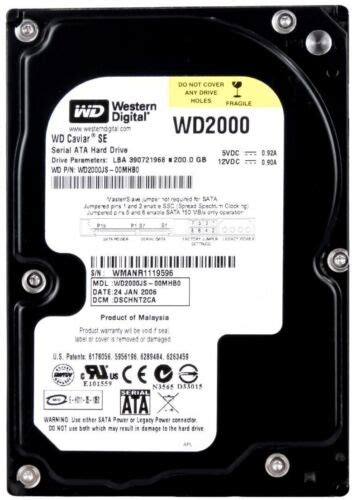 Western Digital Caviar SE WD2000JS 200GB Molex 7200RPM SATA II 8MB 3.5 ...