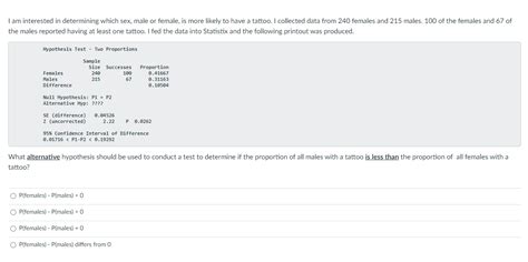 Solved I Am Interested In Determining Which Sex Male Or Chegg Com