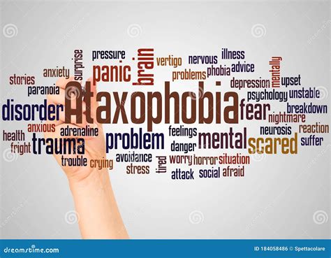 Ataxophobia Fear Of Disorder Or Untidiness Word Cloud And Hand With
