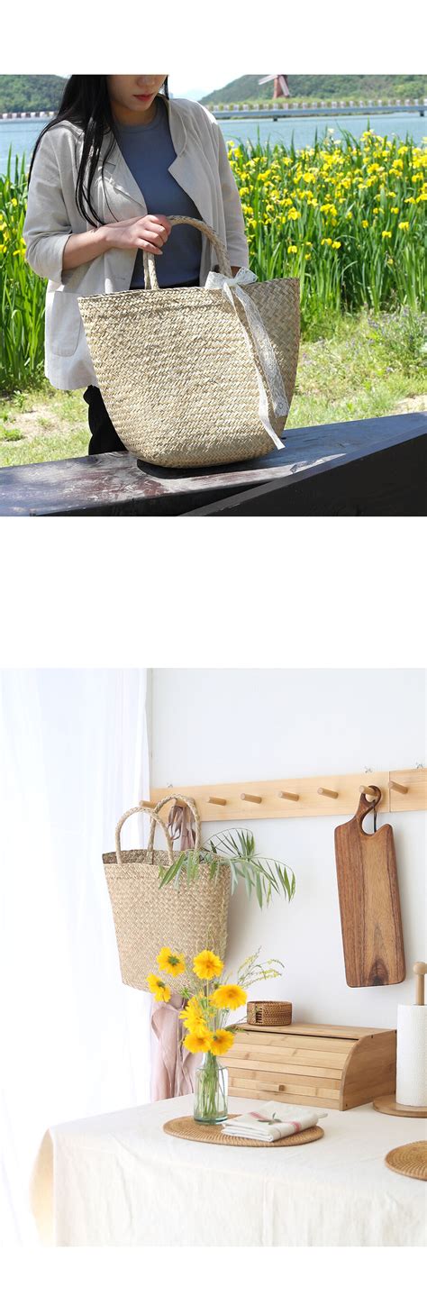 라탄 왕골 쇼퍼백 감도 깊은 취향 셀렉트샵 29cm