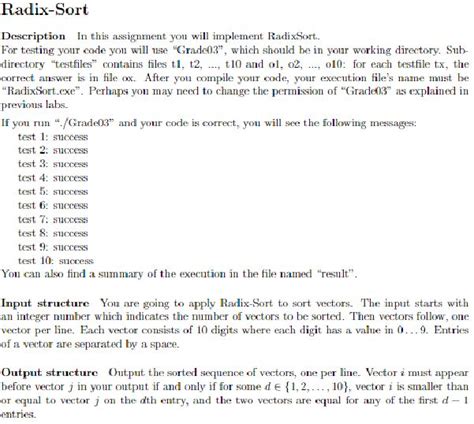 Solved Radix Sort Description In This Assignment You Will