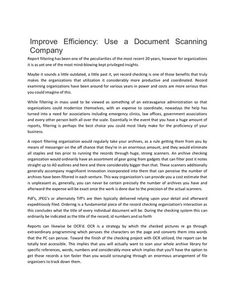 Improve Efficiency Access Scanning Document Service Page 1 2