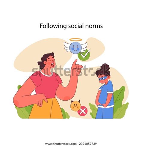 Social Norms Woman Explaining Concepts Good Stock Vector Royalty Free