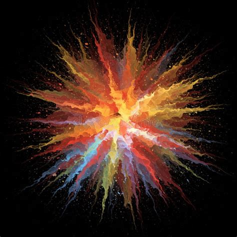 A Dynamic Abstract Explosion Of Vibrant Colors Radiates From The Center Against A Dark Stock