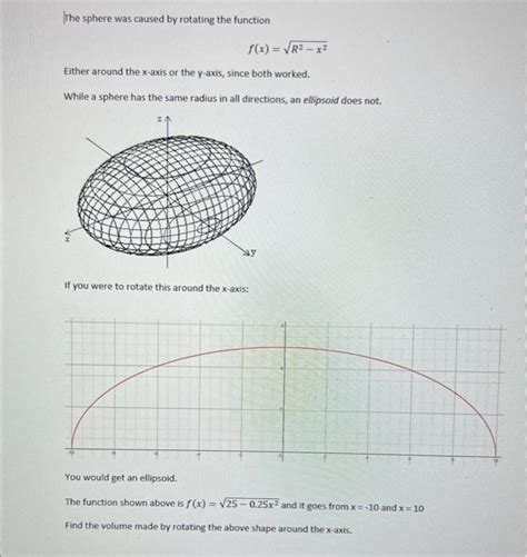 Solved The Sphere Was Caused By Rotating The Function Chegg Com