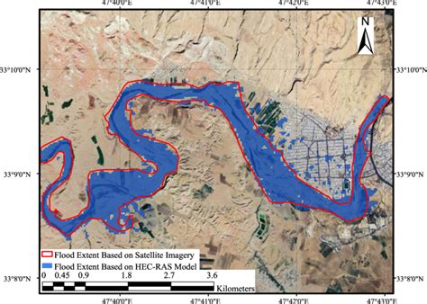 Map Of Flood Extent Based On Satellite Imagery Red Polyline And Download Scientific Diagram