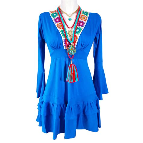 Vestido Dora Sexy Azul Crochet Karma Love
