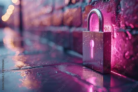 Digital Security Visualization Featuring A Glowing Lock Icon Representing Advanced