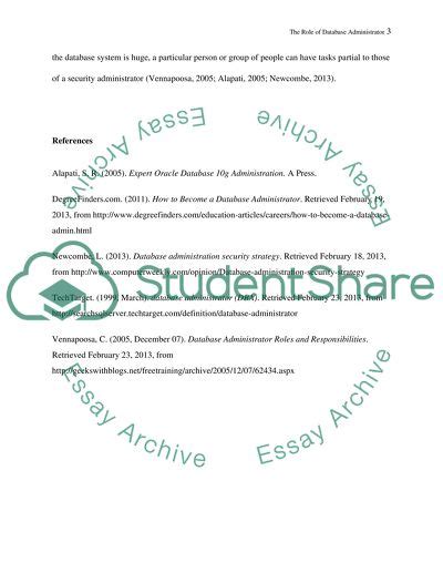 Dbms I The Role Of Database Administrators Research Paper