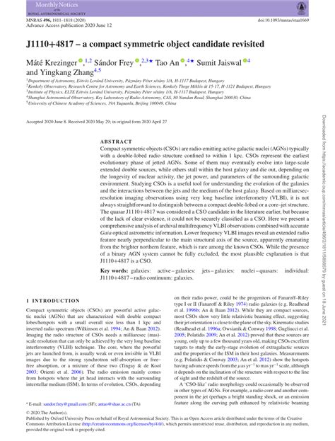 Pdf J1110 4817 A Compact Symmetric Object Candidate Revisited