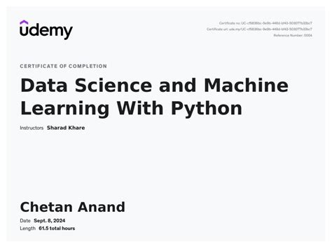I Have Completed The Udemy Data Science Certificate Program Which Was