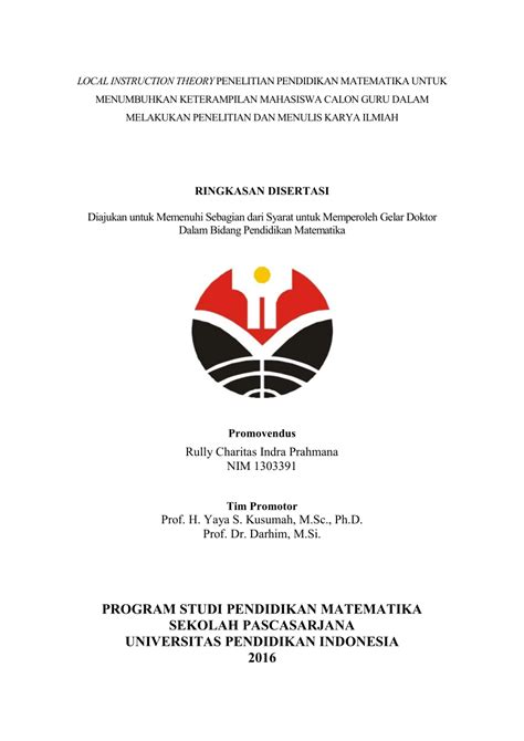 PDF Local Instruction Theory Penelitian Pendidikan Matematika Untuk