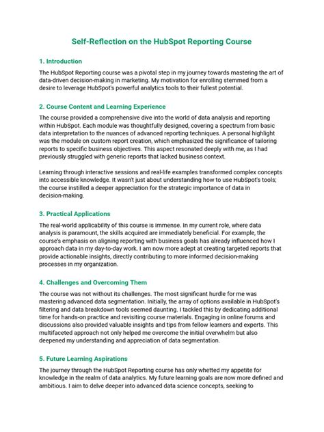 Han Nguyen Self Reflection On The Hubspot Reporting Course Download Free Pdf Data Science