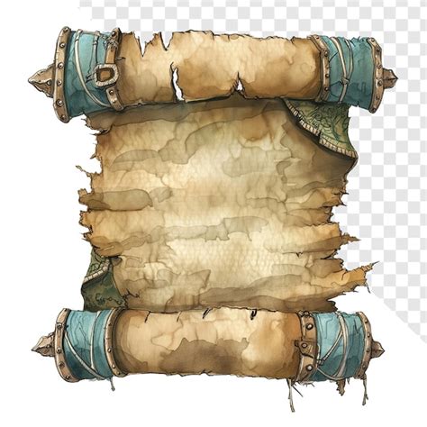Premium Psd Dnd Style Watercolor Frayed Paper Scroll With Subtle
