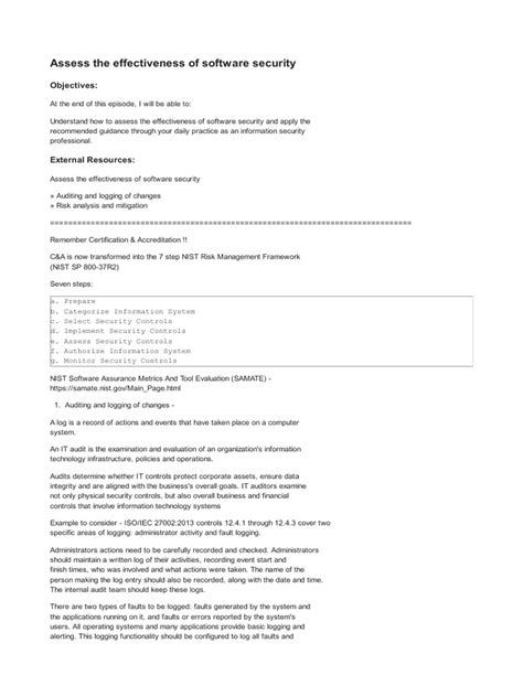 Isc2 Cissp 8 9 1 Assess The Effectiveness Of Software Security Pdf