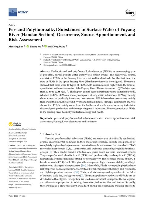 Pdf Per And Polyfluoroalkyl Substances In Surface Water Of Fuyang