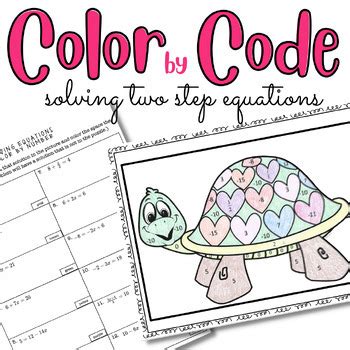 Algebra Solving Two Step Equations Color By Number Activity Color By Code